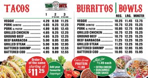 Menu & Ingredients – Taco Boyz